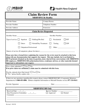 Fillable Online Claim Review Form Fax Email Print - pdfFiller