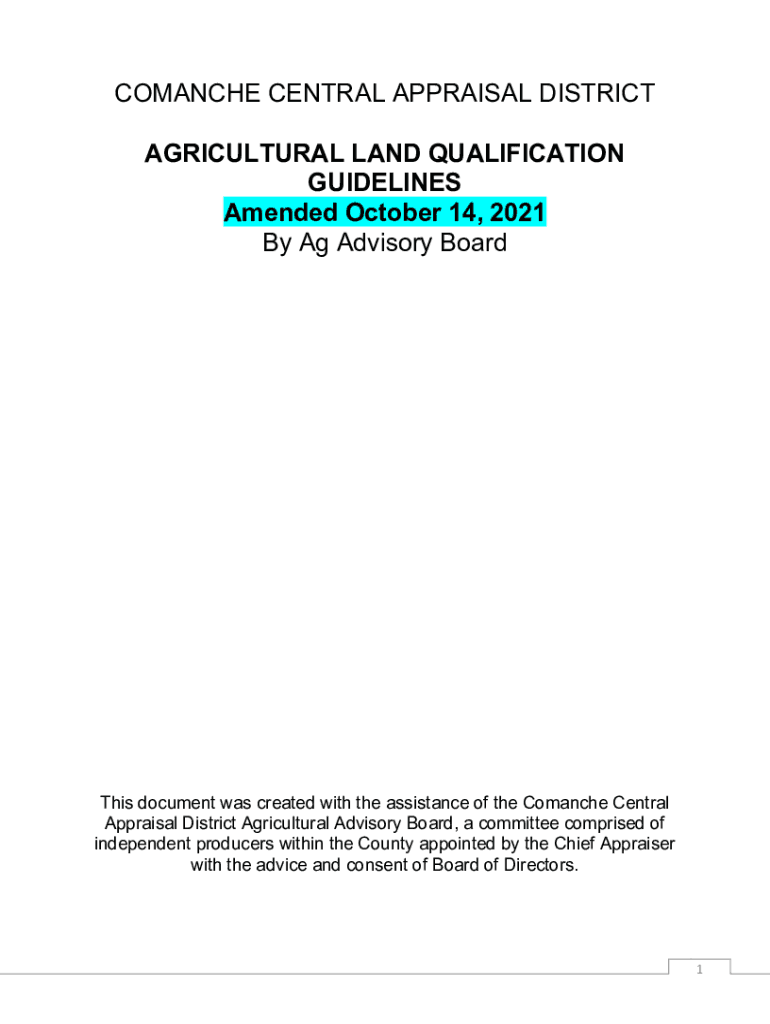 Fillable Online Agricultural Land Qualification GuidelinesWilliamson ...