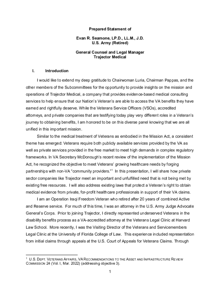 Fillable Online docs house 1 Prepared Statement of Evan R. Seamone, LP ...