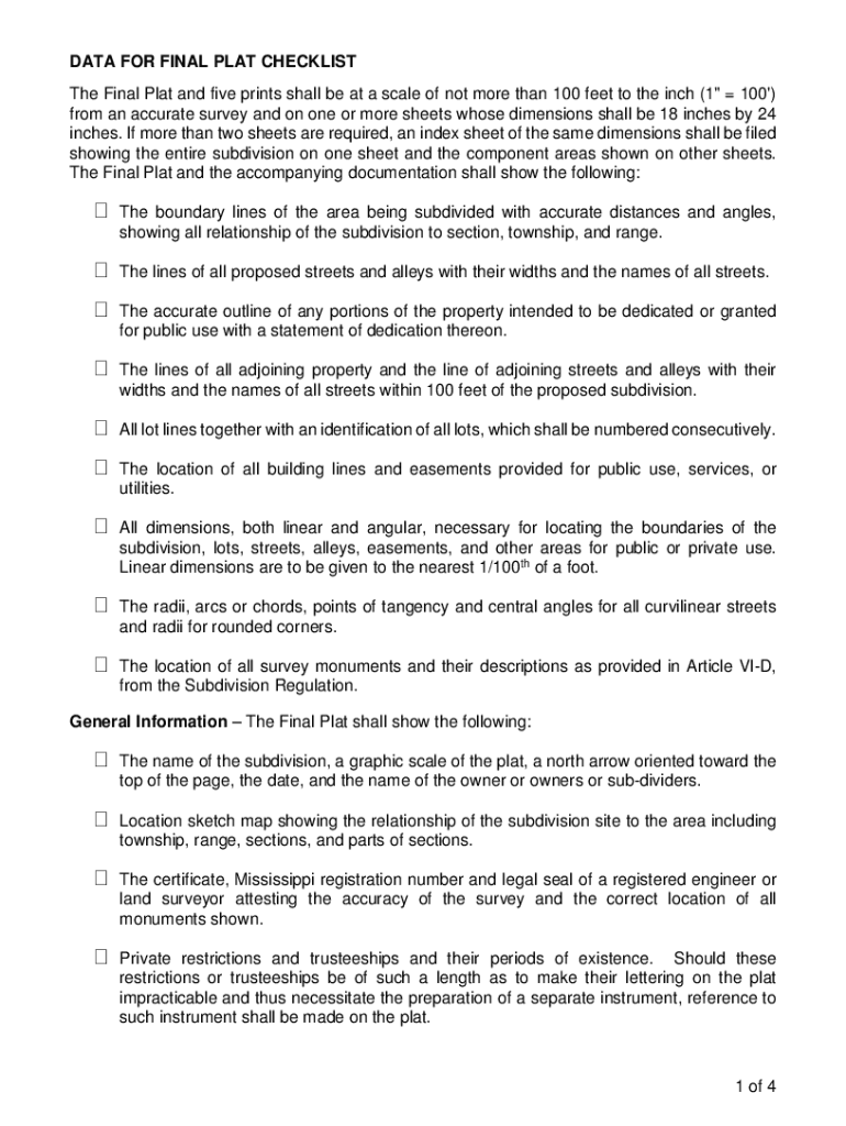 Fillable Online www.watertownmn.govFinal-Plat-Application-PDFFINAL PLAT Checklist - Watertown ...