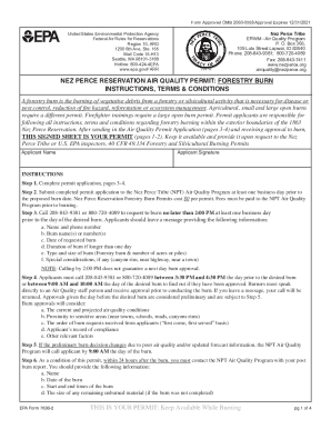 Fillable Online Nez Perce Reservation Forestry Burn Permit Application - 2022. Permit required ...
