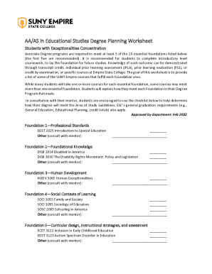 Fillable Online AA/AS in Educational Studies Degree Planning Worksheet ...