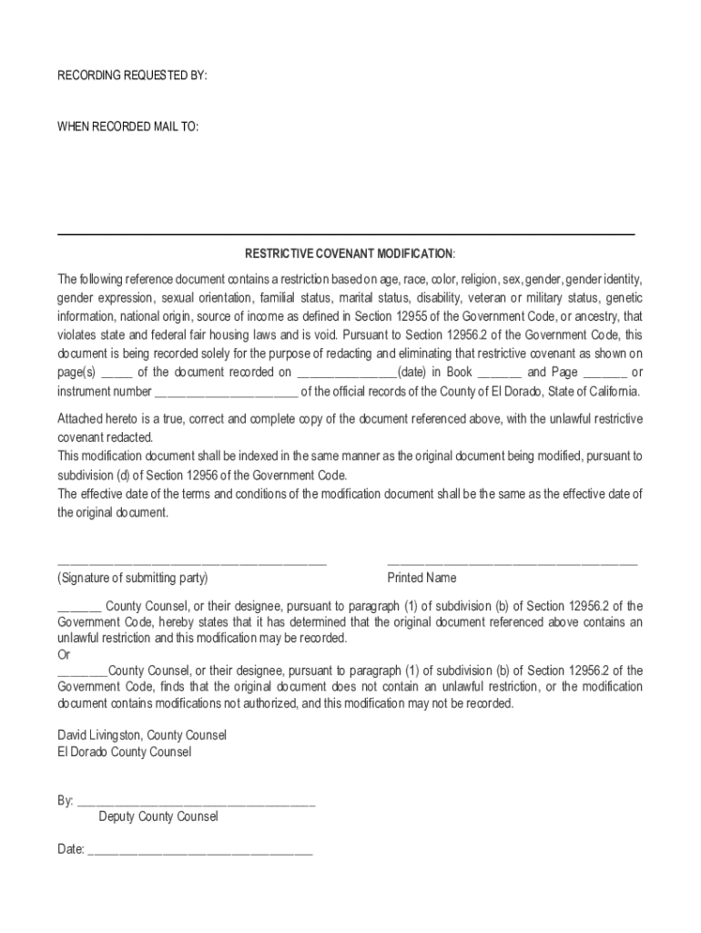 Fillable Online Form of Release from Declaration of Restrictive ...