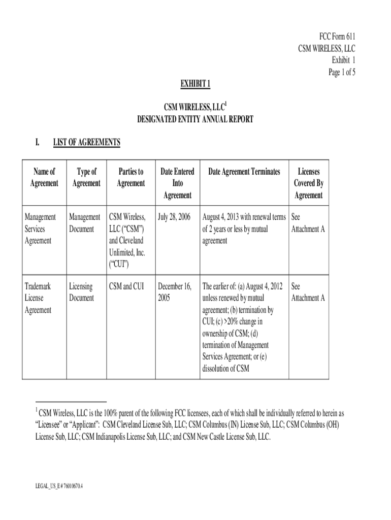 Fillable Online PDF lcw wireless license, llc fcc form 611-t exhibit a ...