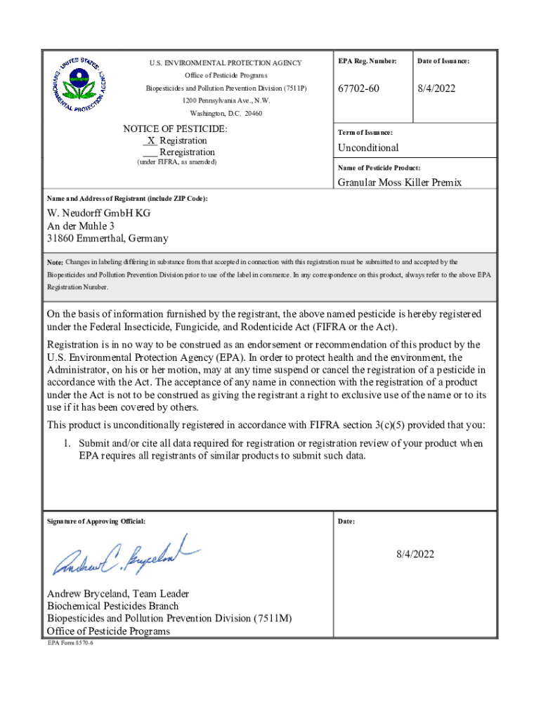 Fillable Online US EPA, Pesticide Product Label, Granular Moss Killer ...