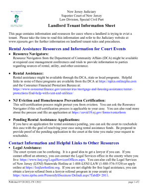 Fillable Online Landlord Tenant Information Sheet. Landlord Tenant ...