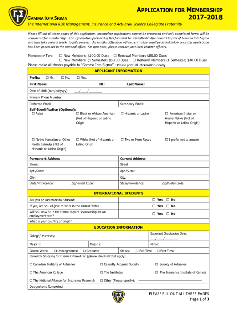 Fillable Online www.unl.edugamma-iota-sigmamembership-applicationMembership ApplicationGamma ...