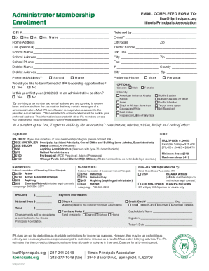 Fillable Online Administrator Membership Enrollment Illinois Principals ...