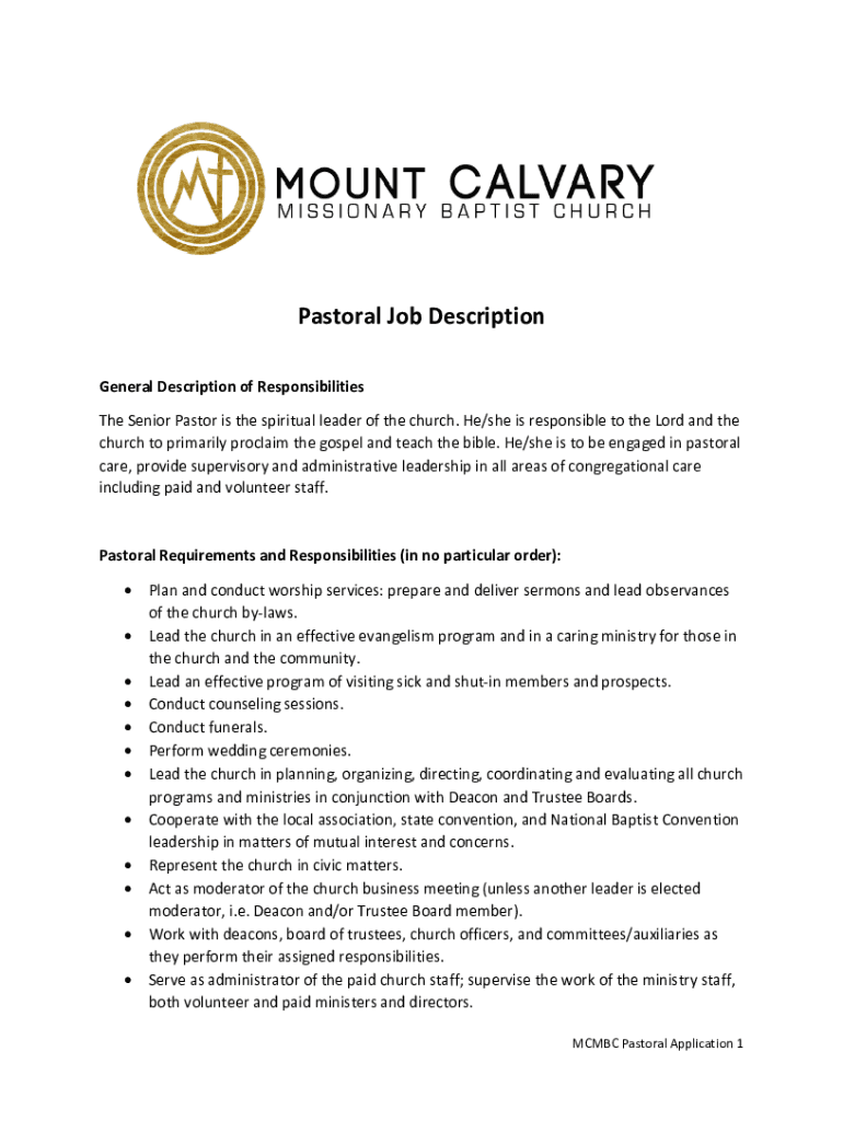 Fillable Online What are the Job Duties of a Pastor? - learnPastor Job ...