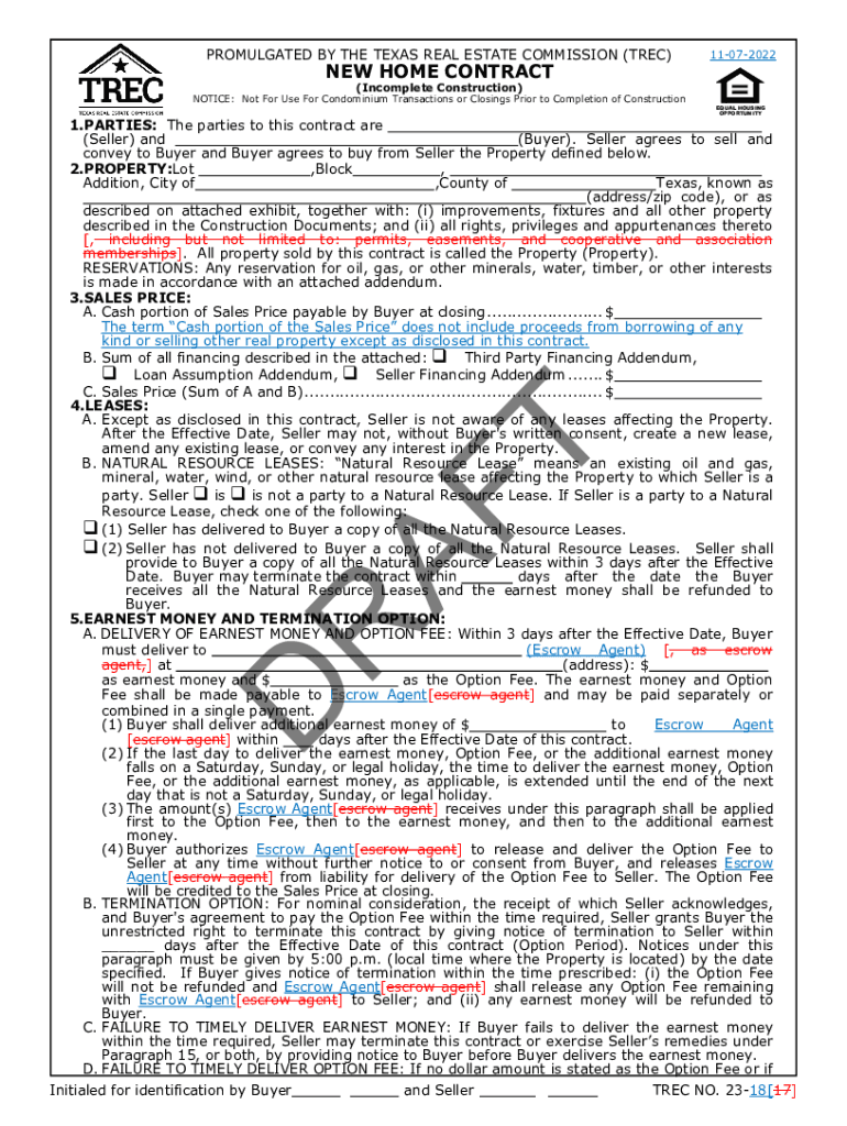 Fillable Online www.trec.texas.govarticleupdated-contractUpdated ...