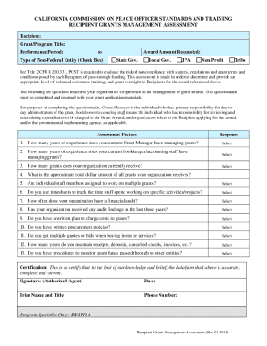 Fillable Online post ca Grants Management Assessment Form. Grants ...