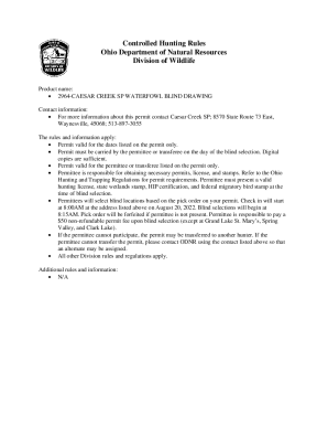 Fillable Online Controlled Hunting Rules Ohio Department of Natural ...