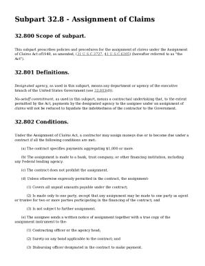 Fillable Online Subpart 32.8 - Assignment of Claims Fax Email Print ...