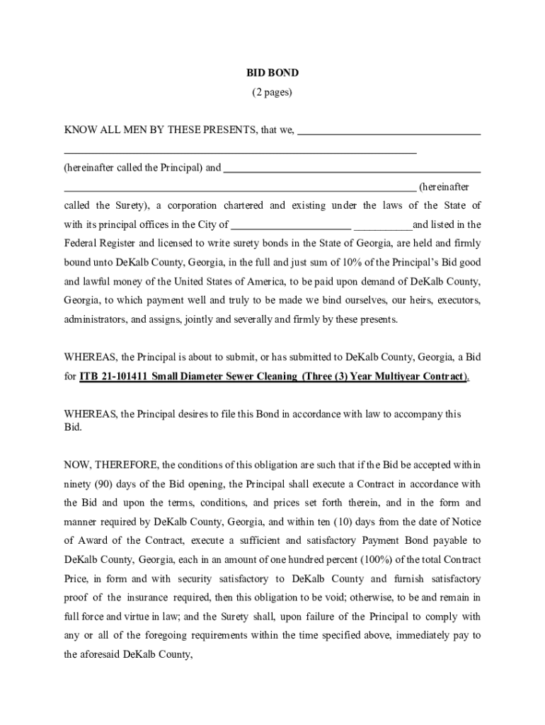 Fillable Online Sample Bond Forms and Verbiage - Official WebsiteSample ...
