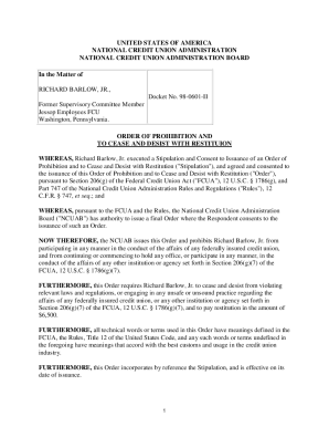 Fillable Online Richard Barlow Prohibition Order - 98-0601-II Fax Email ...