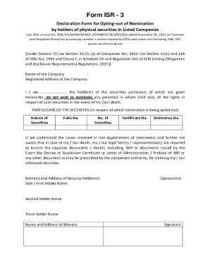 Fillable Online Form ISR - 3 Declaration Form for Opting-out of ...