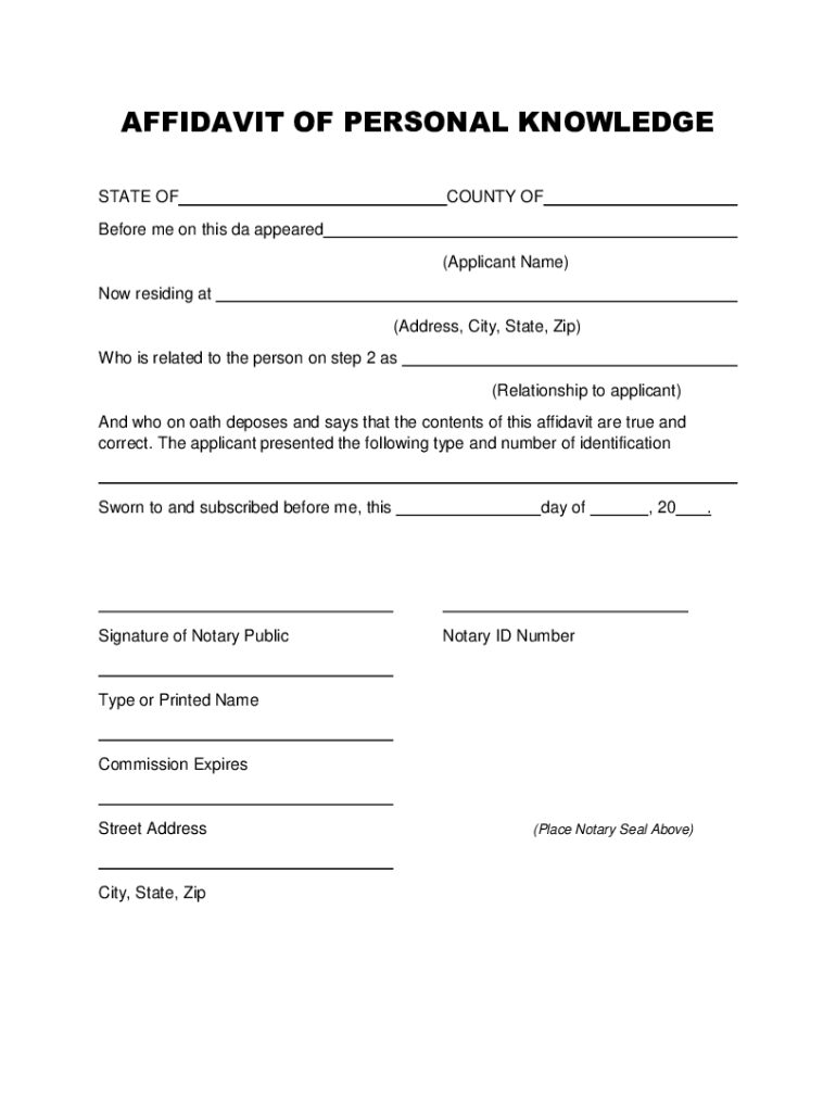 Fillable Online FREE 7+ Sample Personal Affidavit Forms in PDFMS ...