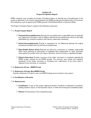 Fillable Online comdev mt Project Completion Report Template ...