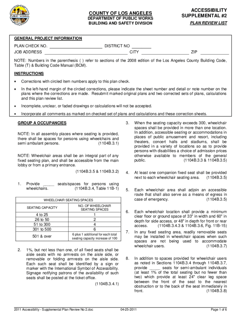 Fillable Online dpw lacounty Supplemental Plan Review - Department of ...