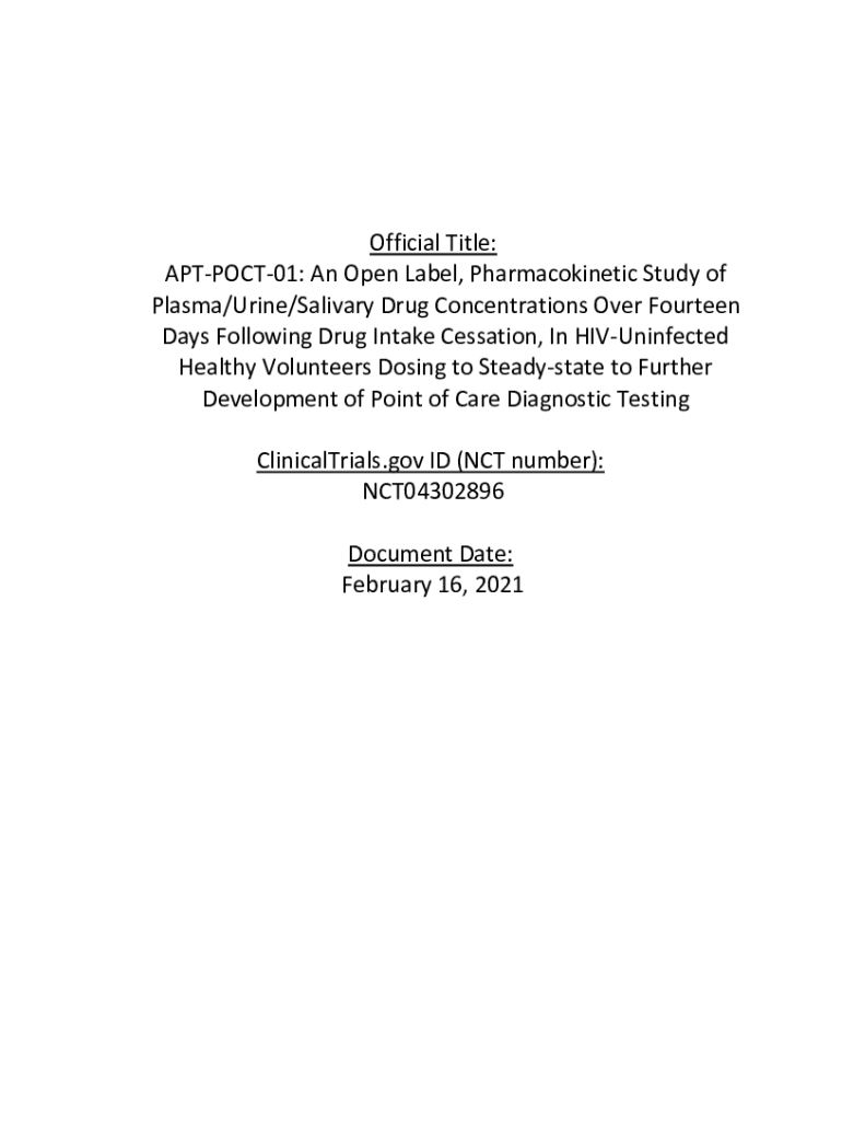 Fillable Online Official Title: APT-POCT-01: An Open Label ...