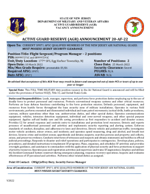 Fillable Online ACTIVE GUARD RESERVE (AGR) ANNOUNCEMENT 20-AF-22 Fax ...