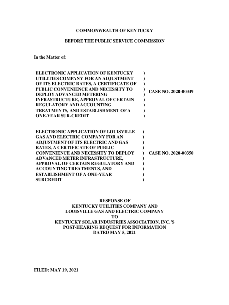 Fillable Online psc ky psc.ky.gov Case ViewCaseFilingsView Case Filings for: 2020-00349 - psc.ky ...