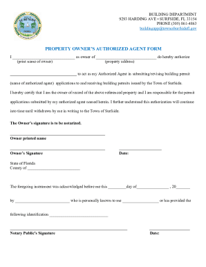 Fillable Online PROPERTY OWNER'S AUTHORIZED AGENT FORM Fax Email Print ...