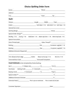 Fillable Online quiltingbydavid.comorder-formOrder FormQUILTING BY ...