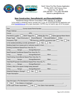 Fillable Online North Tahoe Fire Plan Review Application Fax Email ...