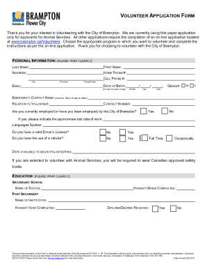 Fillable Online 30 Printable Volunteer Application Templates (Free50 ...