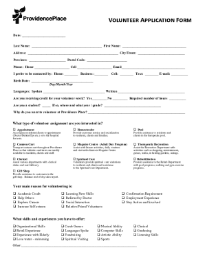 Fillable Online Fillable Online Five Hills Health Region Volunteer ...