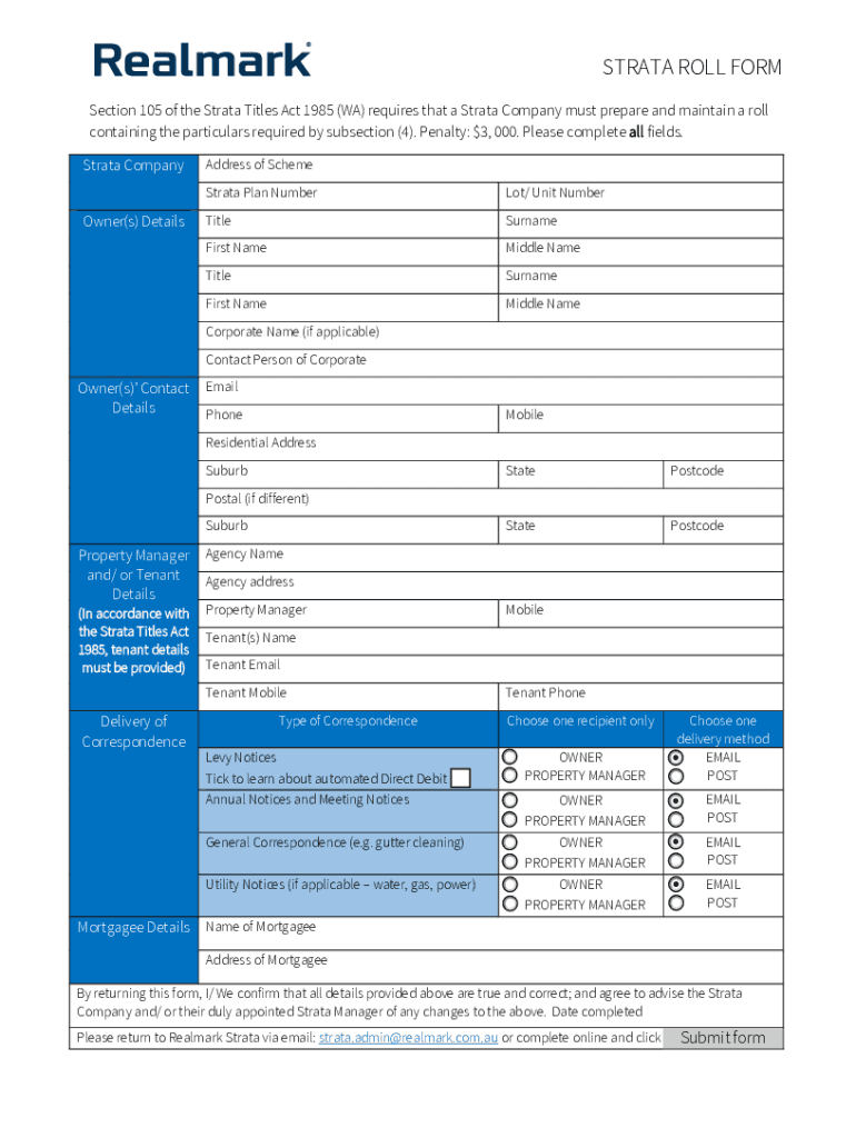 Fillable Online s3-ap-southeast-2.amazonaws.comzenusubzeroSTRATA ROLL ...