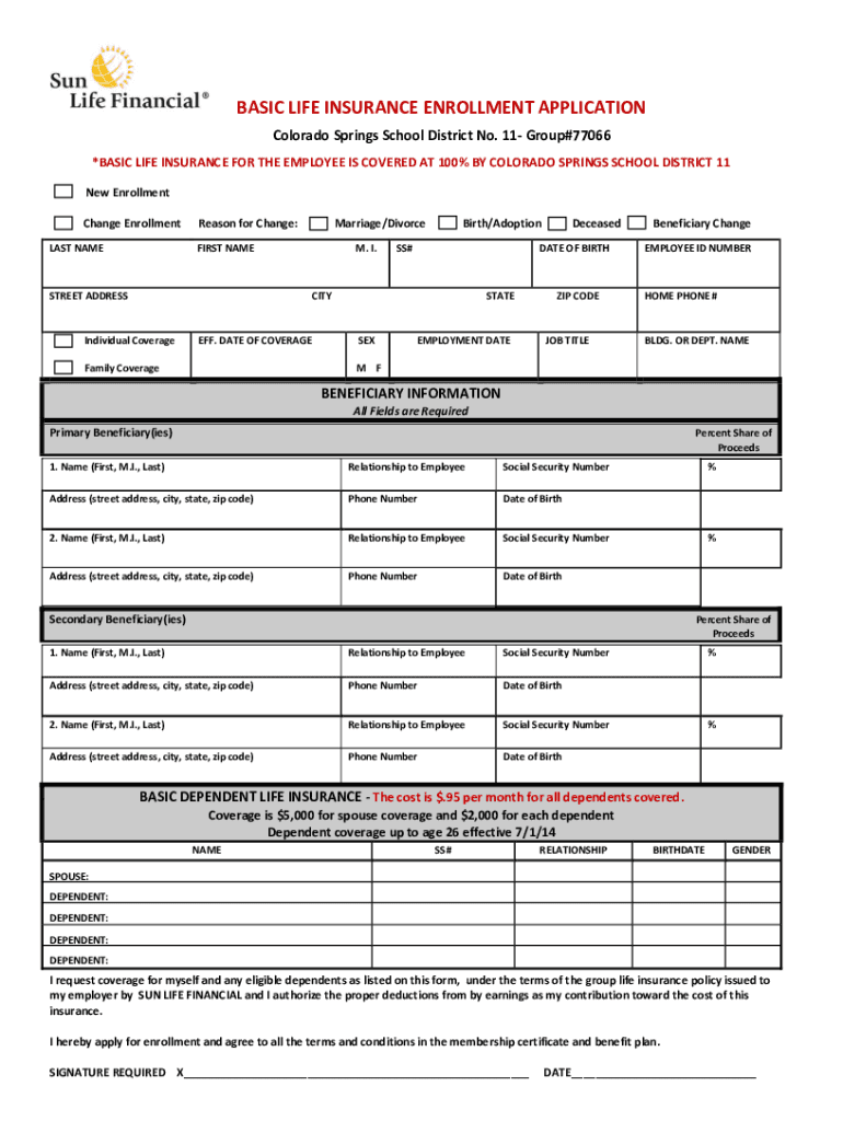 Fillable Online Enrollment - U.S. Office of Personnel ManagementBasic ...