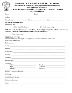 Fillable Online www.cct.org.ukdownloadsmembershipMembership Application ...