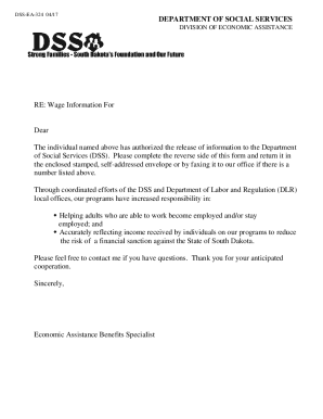 Fillable Online dss sd RE: Wage Information For Dear The individual ...