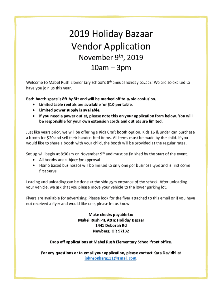 Fillable Online form.jotform.com725675011391542019 Holiday Bazaar ...
