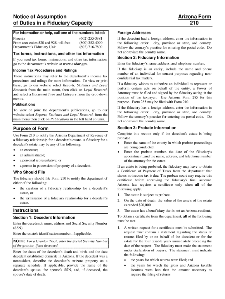 Fillable Online eformrs.comForms10States10Notice of Assumption ARIZONA ...