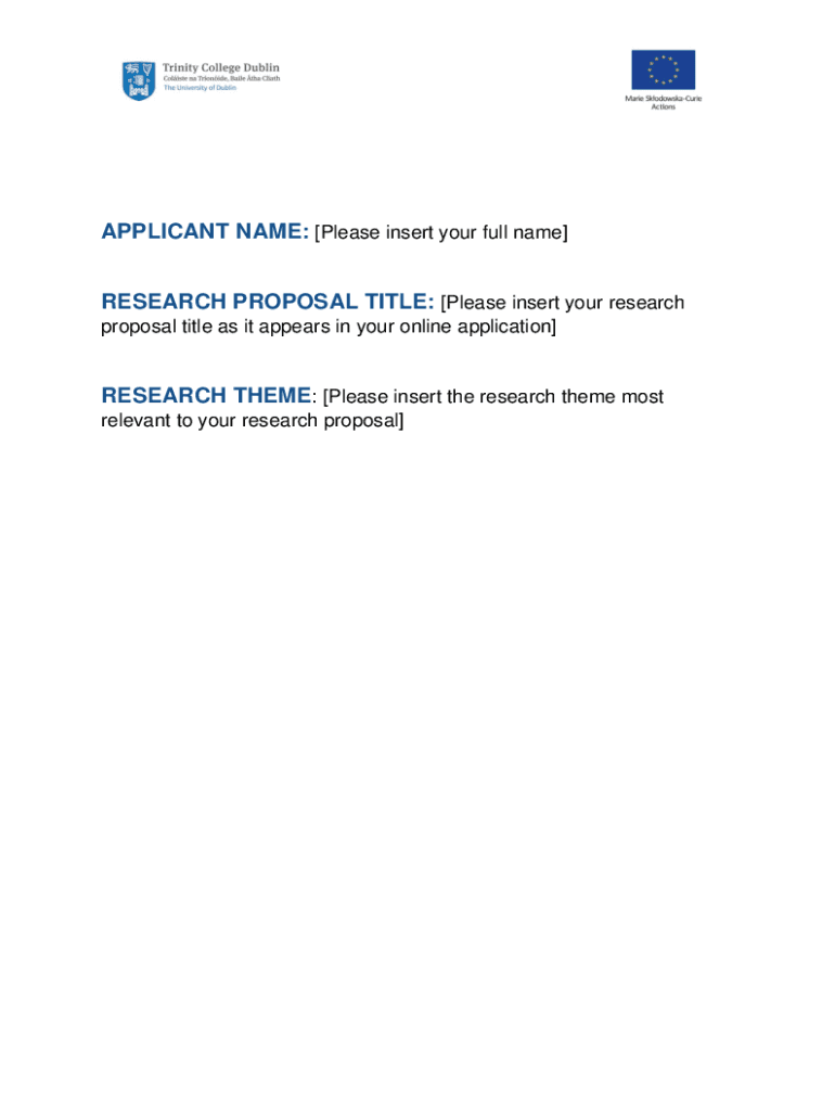 Fillable Online cdn2 euraxess Annex 1 Research Proposal Application ...