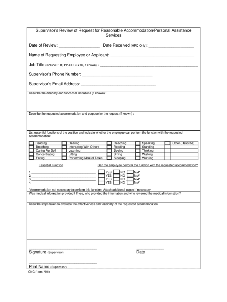 Fillable Online Supervisor's Review of Request for Reasonable ...