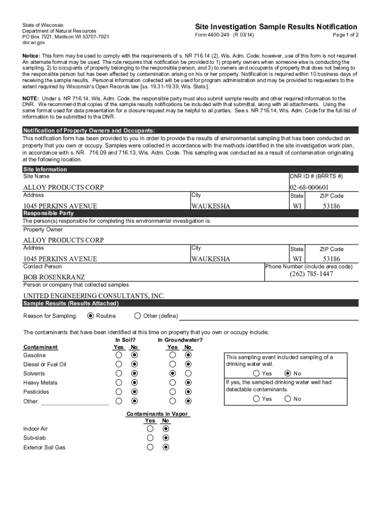 Fillable Online dnr wi Site investigation toolkitWisconsin DNRSite ...