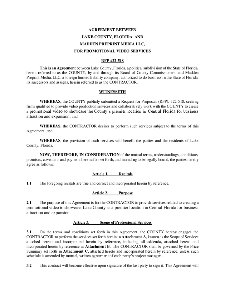 Fillable Online c.lakecountyfl.govProcurementDocuments21-0414AGREEMENT ...