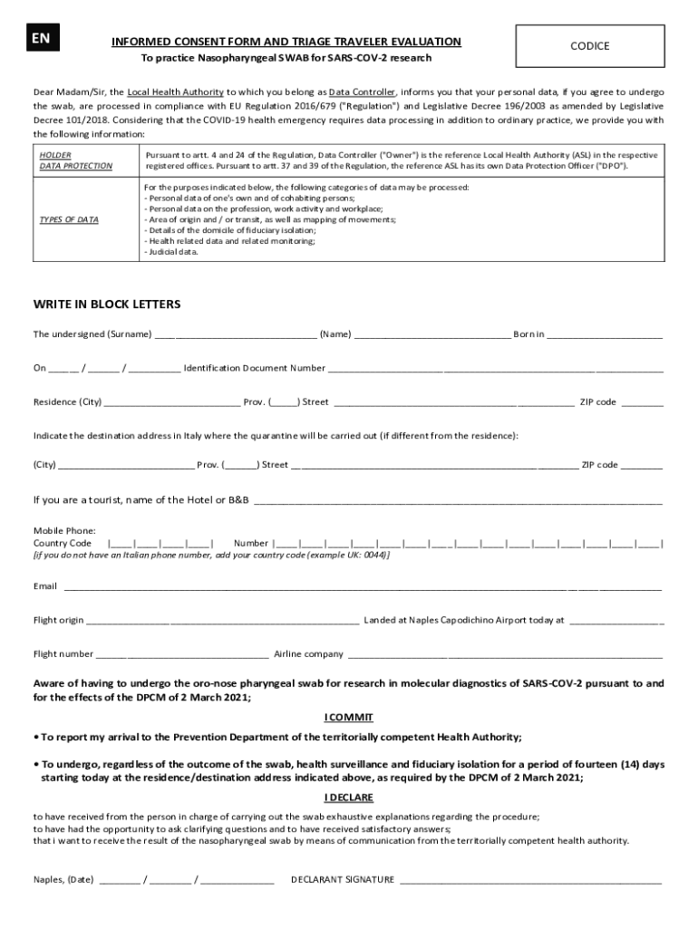 Fillable Online INFORMED CONSENT FORM AND TRIAGE TRAVELER EVALUATION To practice ... Fax Email ...
