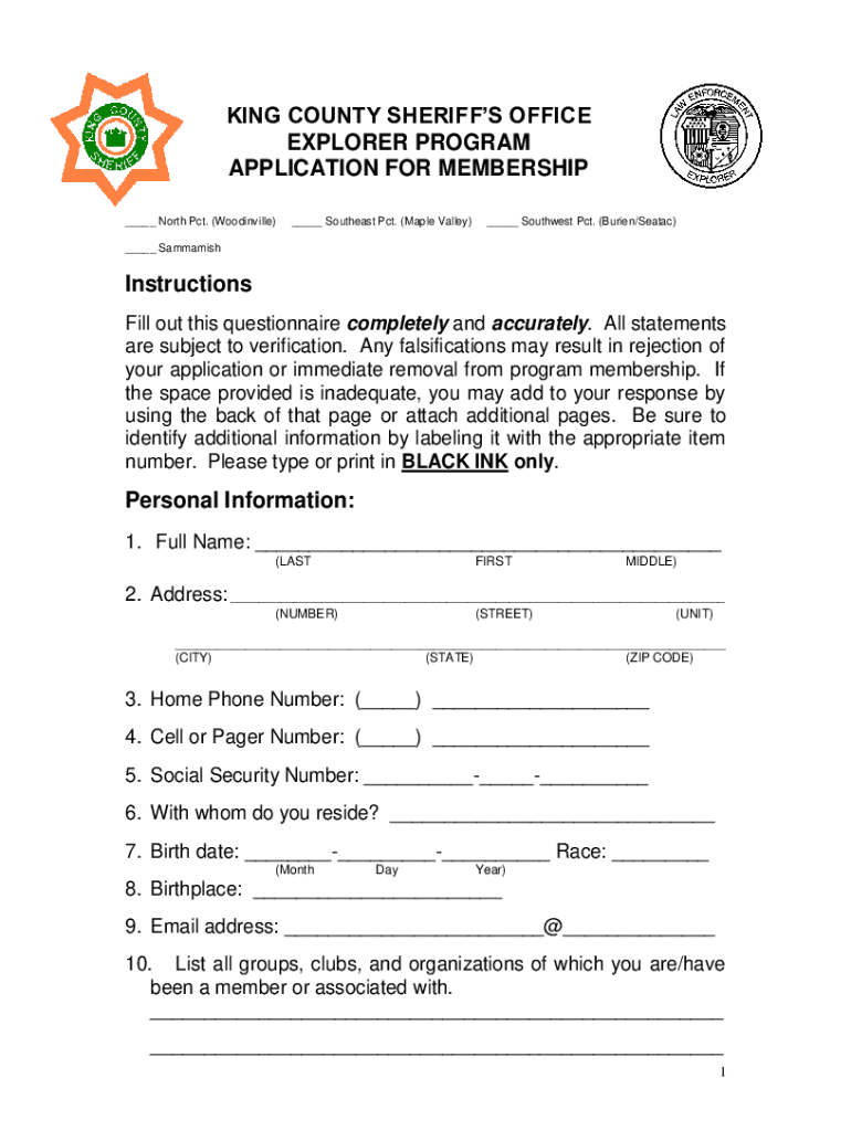 Fillable Online kingcounty.govdeptssheriffCareers with the Sheriff's Office - King County Fax ...