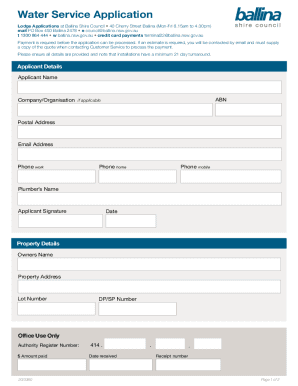 Fillable Online Water Service Application Form Fax Email Print - pdfFiller