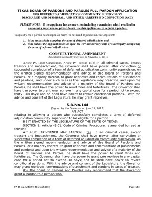 TEXAS BOARD OF PARDONS AND PAROLES FULL PARDON APPLICATION - Studylib ...