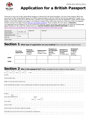 Fillable Online PDF Application for a British Passport - Isle of Man ...