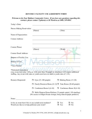 Fillable Online FACILITY USE AGREEMENT FORM Fax Email Print - pdfFiller