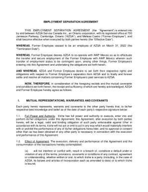 Fillable Online Mutual Separation Agreement Employment Fax Email Print ...