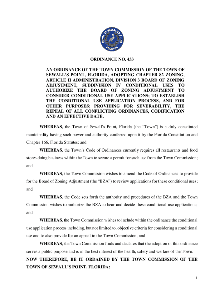 Fillable Online AN ORDINANCE OF THE TOWN COMMISSION OF THE TOWN OF Fax ...