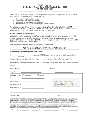 Fillable Online PDF ACH Recurring Payment Authorization Form - AMCA Fax ...